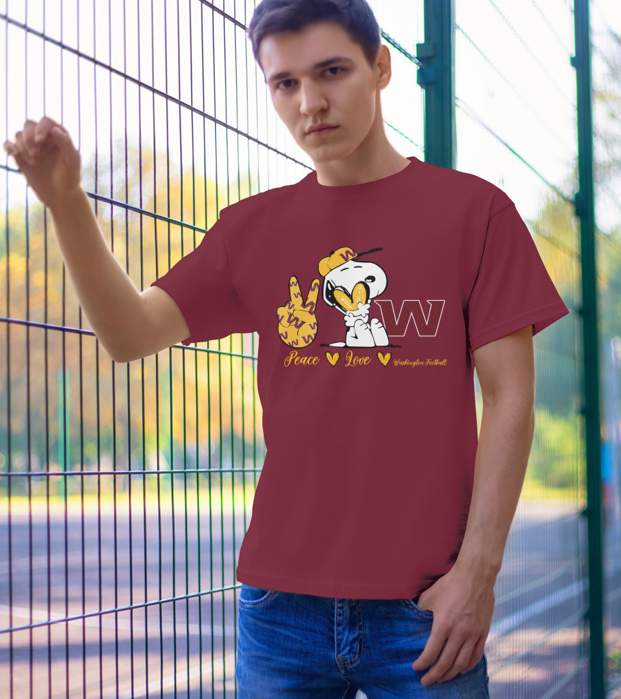 Peace Love Washington Football Snoopy W T-Shirt