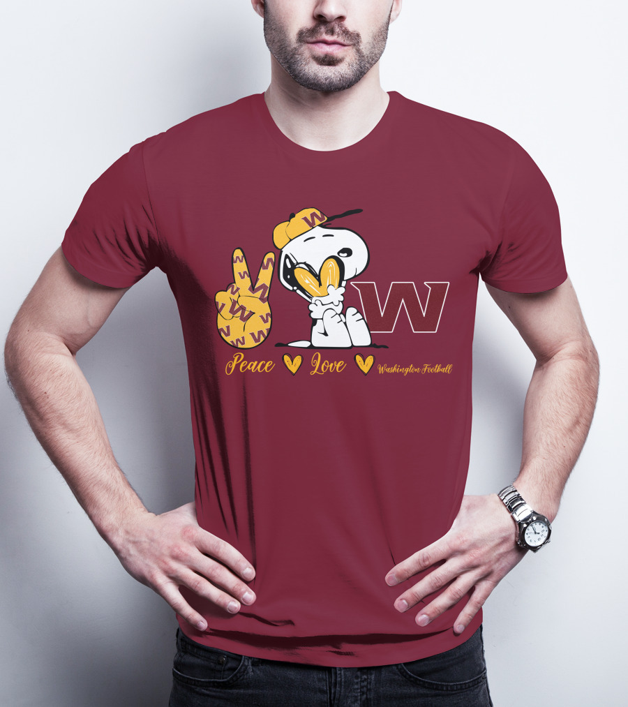 Peace Love Washington Football Snoopy W T-Shirt