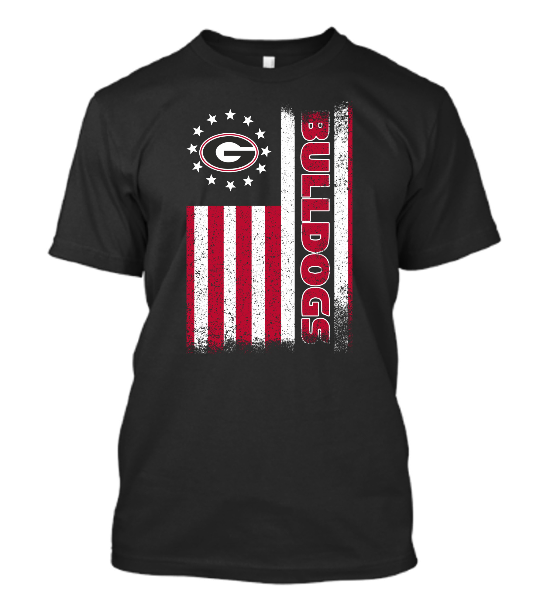 Georgia Bulldogs American Flag Design With G Logo And Vertical Bulldogs T-Shirt