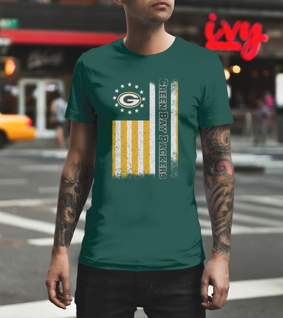 Green Bay Packers American Flag Stars Stripes T-Shirt