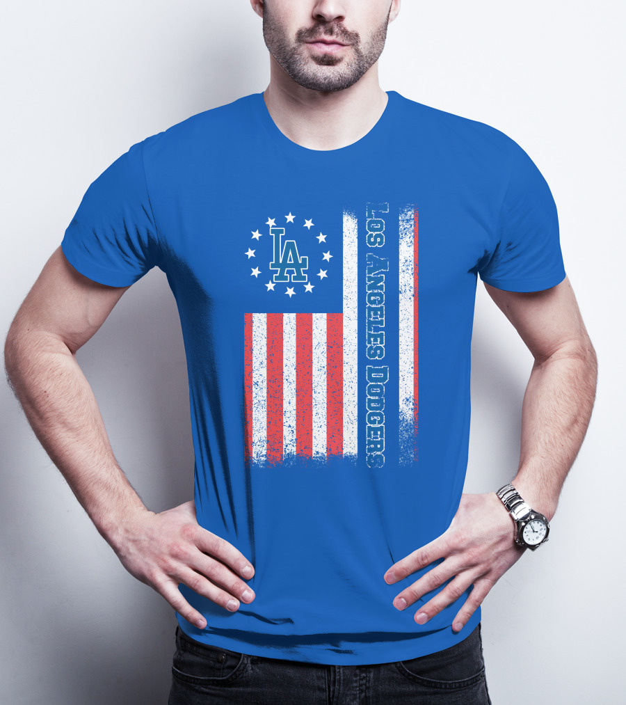 Los Angeles Dodgers American Flag La Logo Patriotic Stars And Stripes T-Shirt