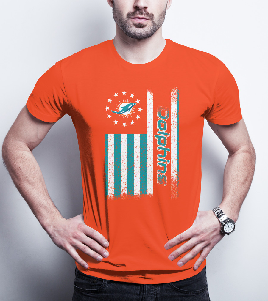 Miami Dolphins American Flag Dolphins Logo Stars T-Shirt