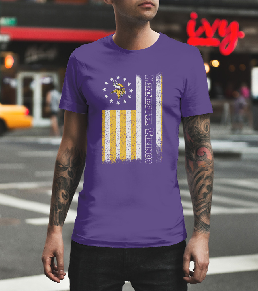 Minnesota Vikings American Flag Stars And Stripes T-Shirt