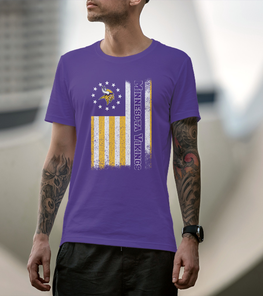 Minnesota Vikings American Flag Stars And Stripes T-Shirt