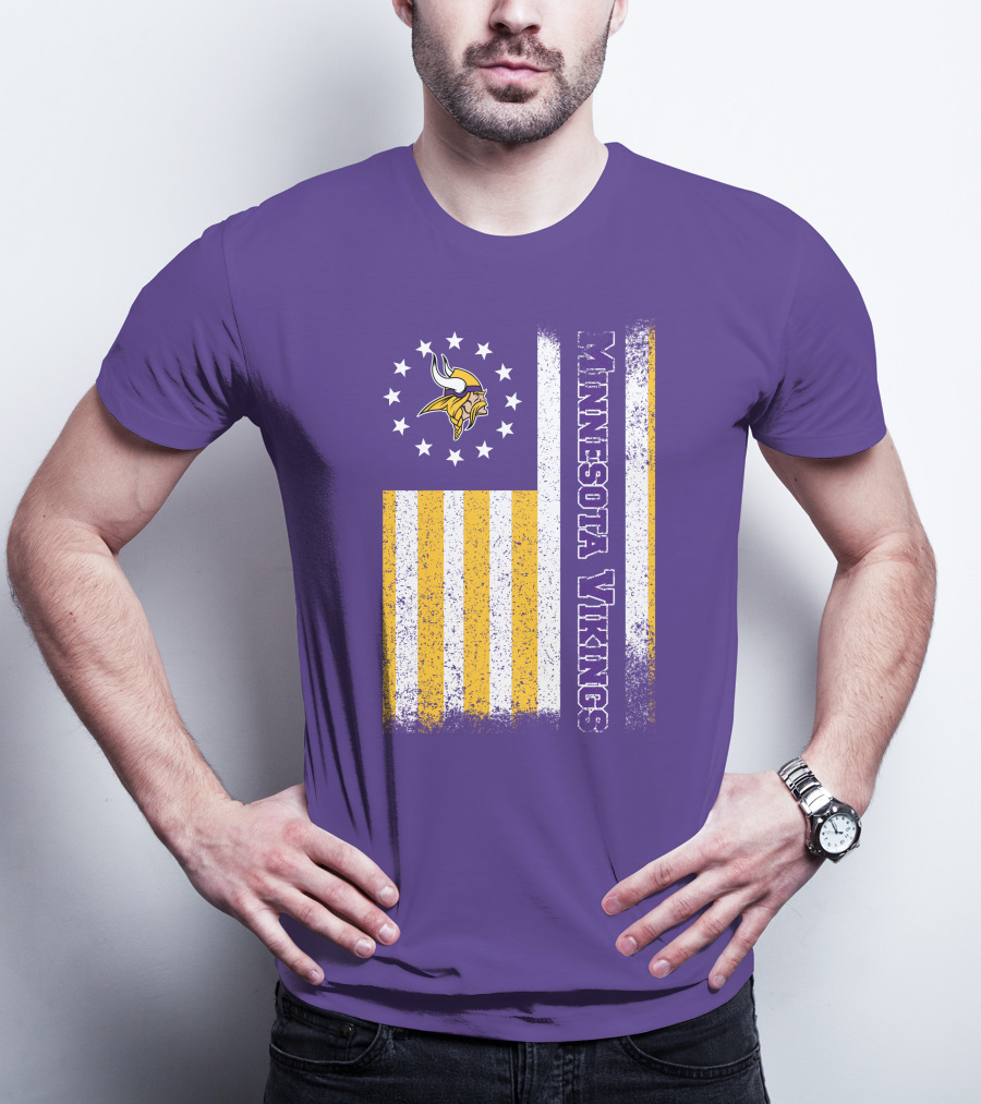 Minnesota Vikings American Flag Stars And Stripes T-Shirt