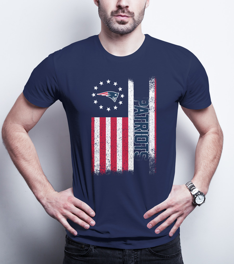 New England Patriots American Flag Patriots Logo Stars And Stripes T-Shirt