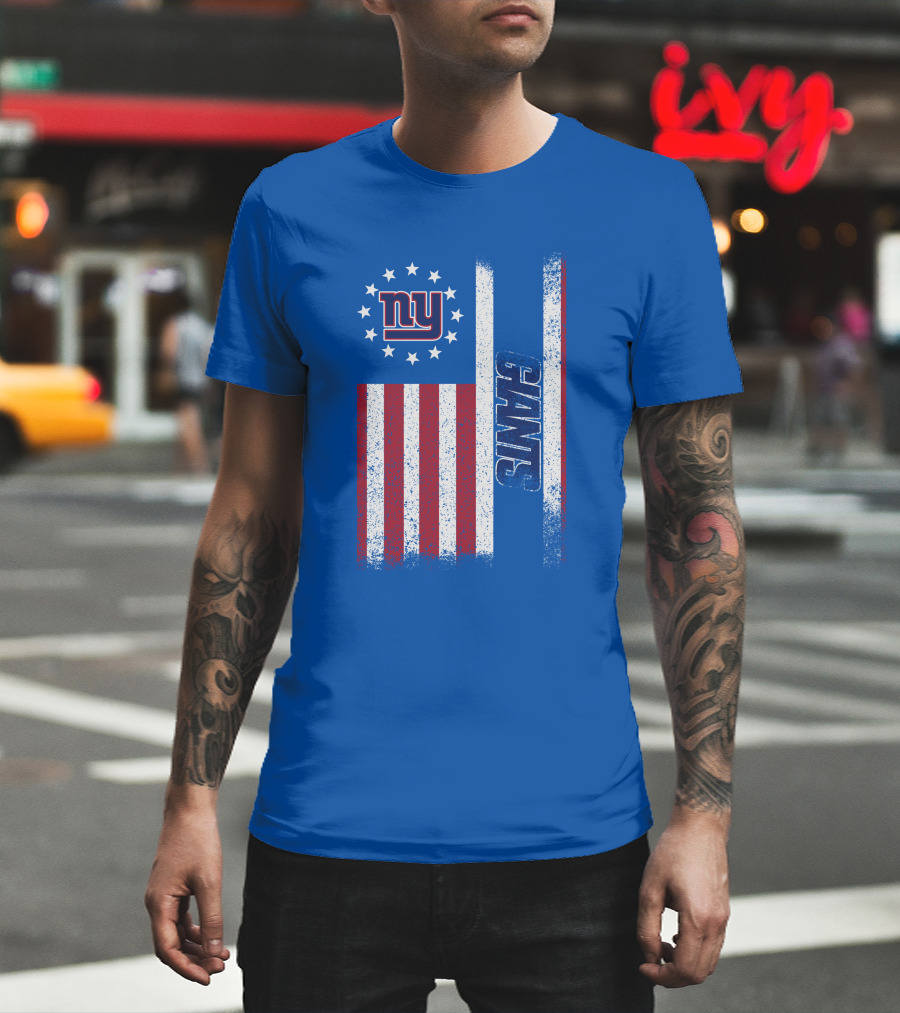 New York Giants Stars And Stripes American Flag T-Shirt