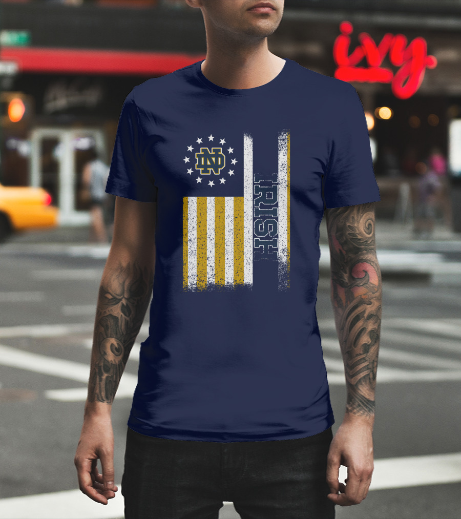 Notre Dame Fighting Irish American Flag Nd T-Shirt