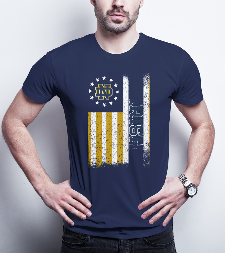 Notre Dame Fighting Irish American Flag Nd T-Shirt