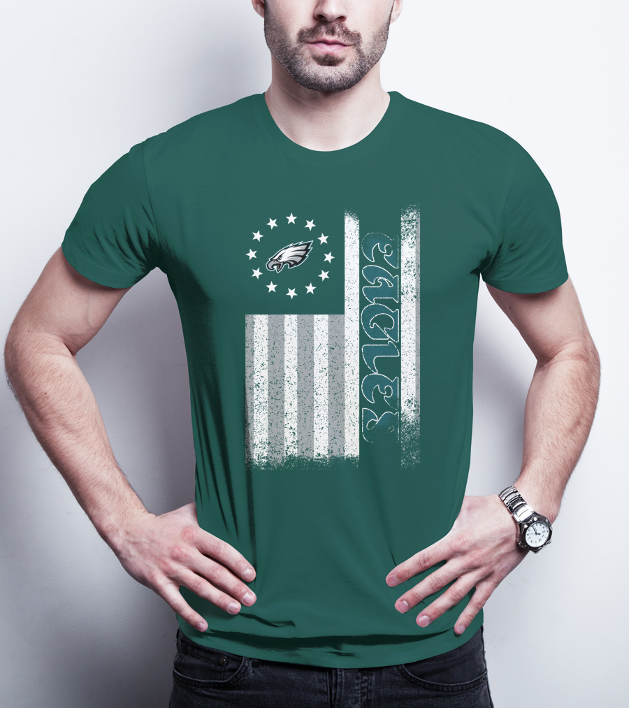 Philadelphia Eagles Stars And Stripes American Flag T-Shirt