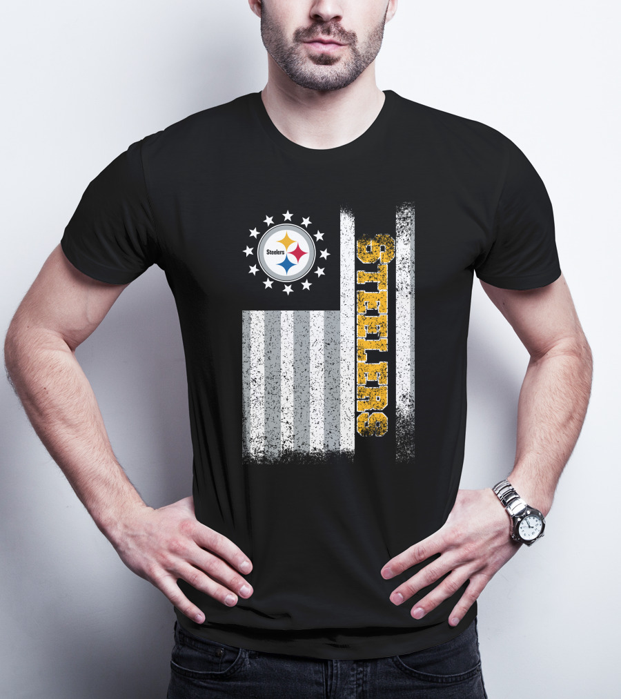 Pittsburgh Steelers American Flag Stars And Stripes T-Shirt
