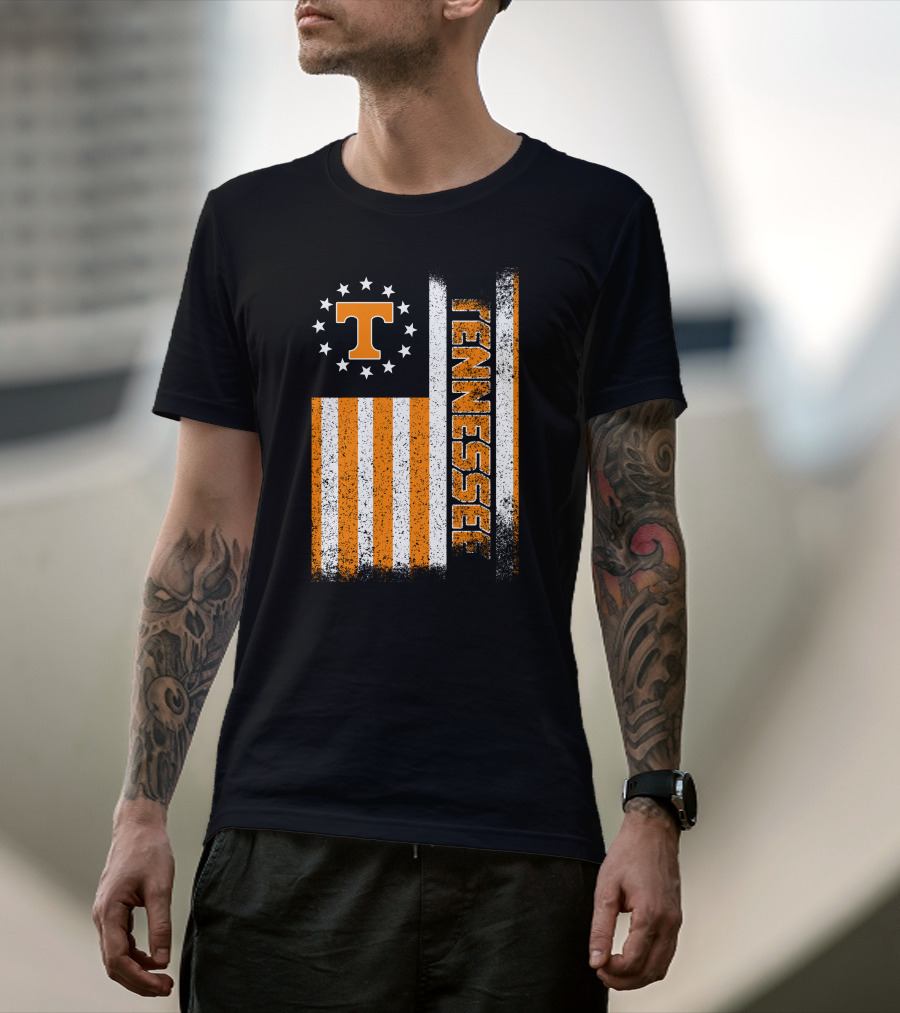 Tennessee Volunteers American Flag Stars And Stripes Vintage Look T-Shirt