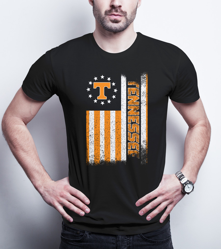 Tennessee Volunteers American Flag Stars And Stripes Vintage Look T-Shirt