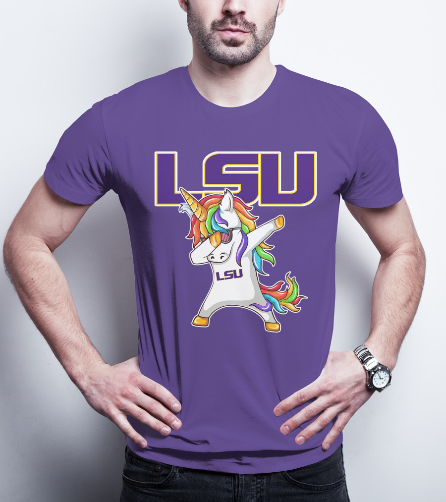 LSU Tigers Unicorn Dabbing Rainbow Mane T-Shirt