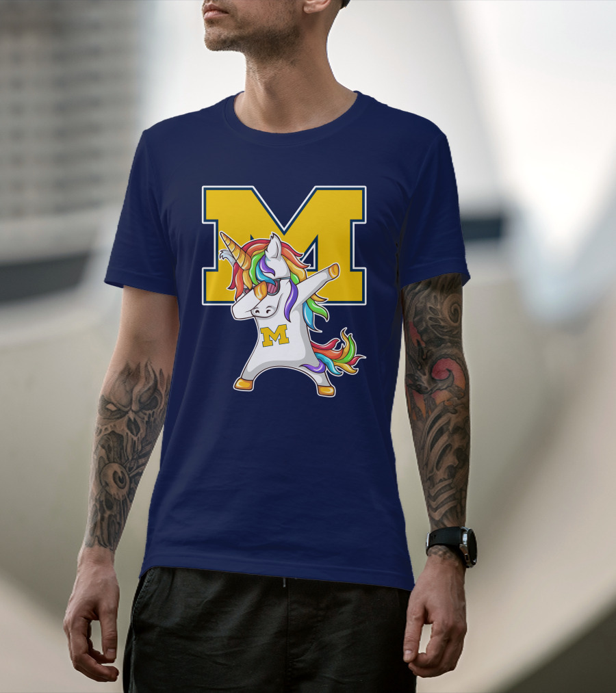 Michigan Wolverines Unicorn Dabbing M T-Shirt