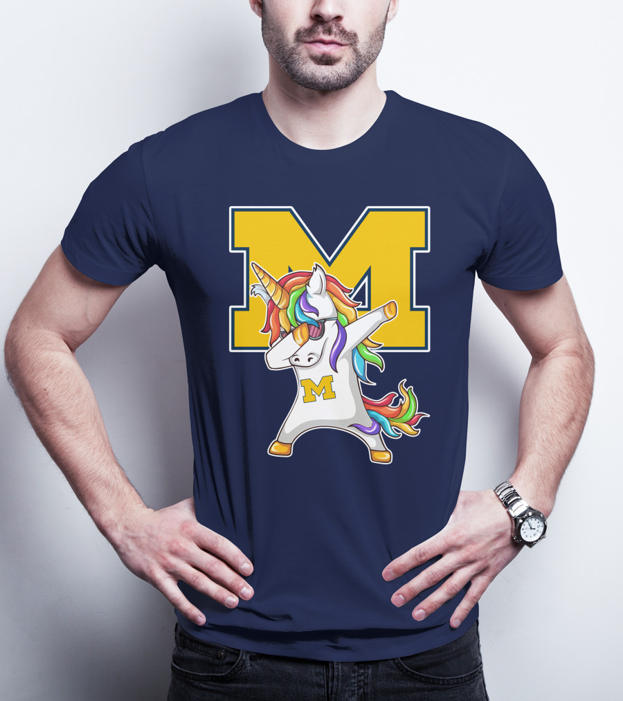 Michigan Wolverines Unicorn Dabbing M T-Shirt