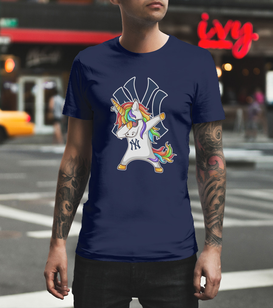 New York Yankees Unicorn Dabbing Rainbow T-Shirt