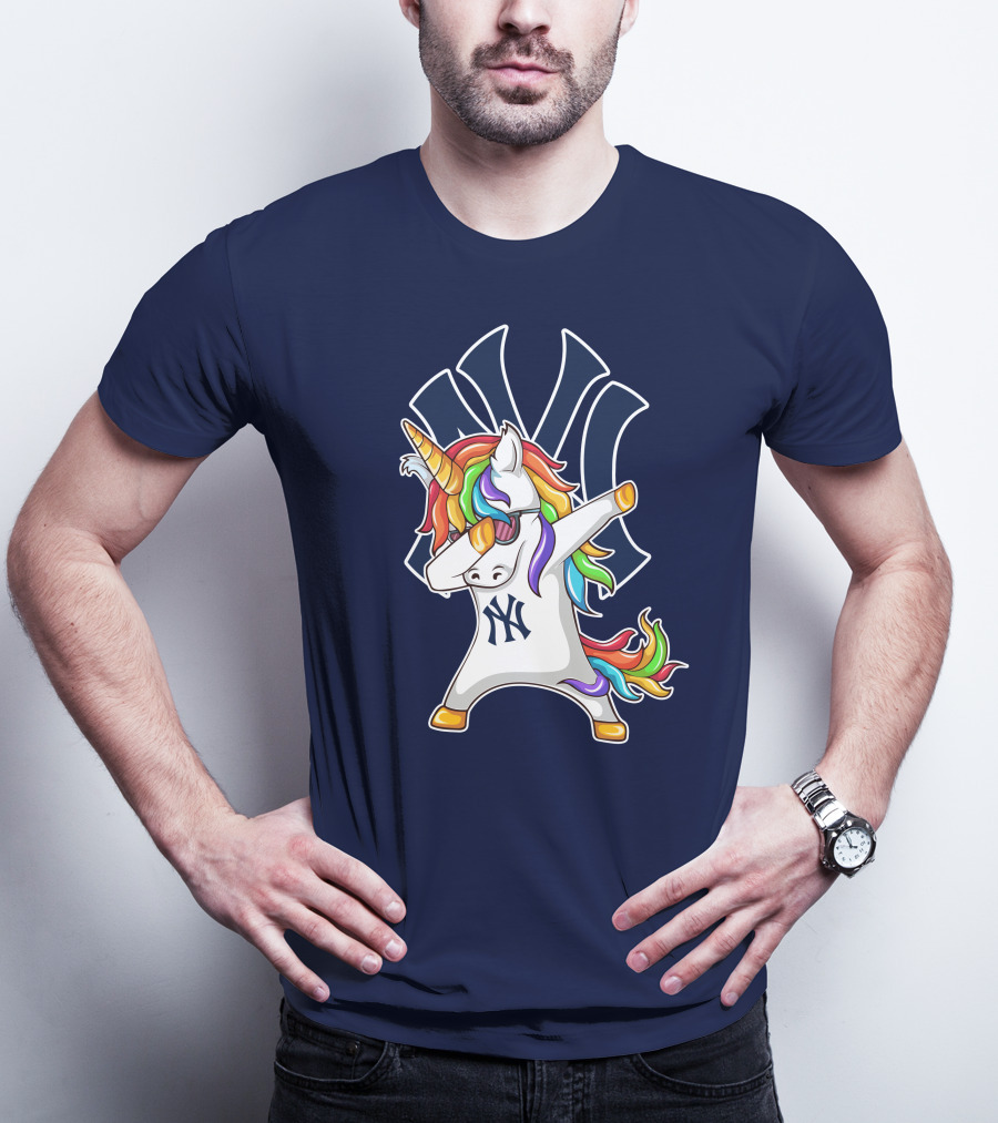 New York Yankees Unicorn Dabbing Rainbow T-Shirt