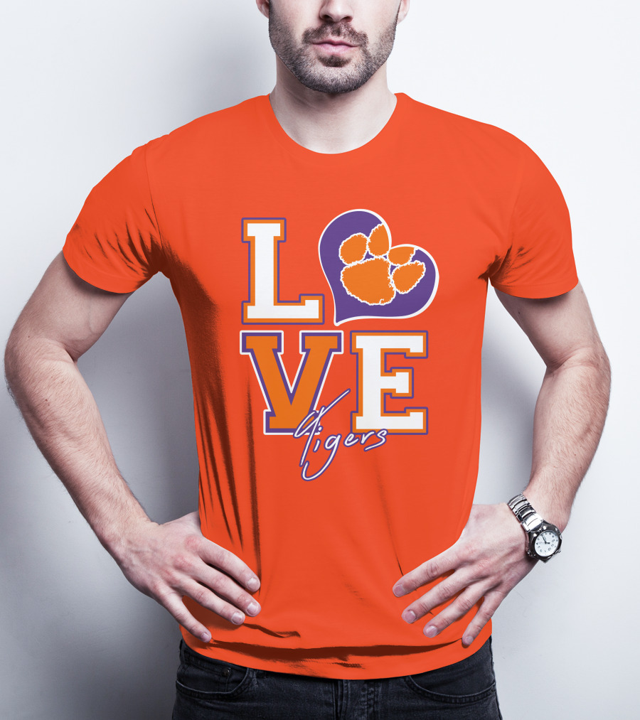 LOVE Heart Tigers Clemson T-Shirt