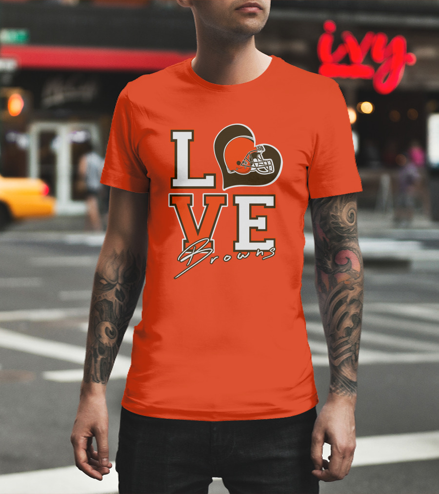 LOVE Browns Football Helmet Heart T-Shirt
