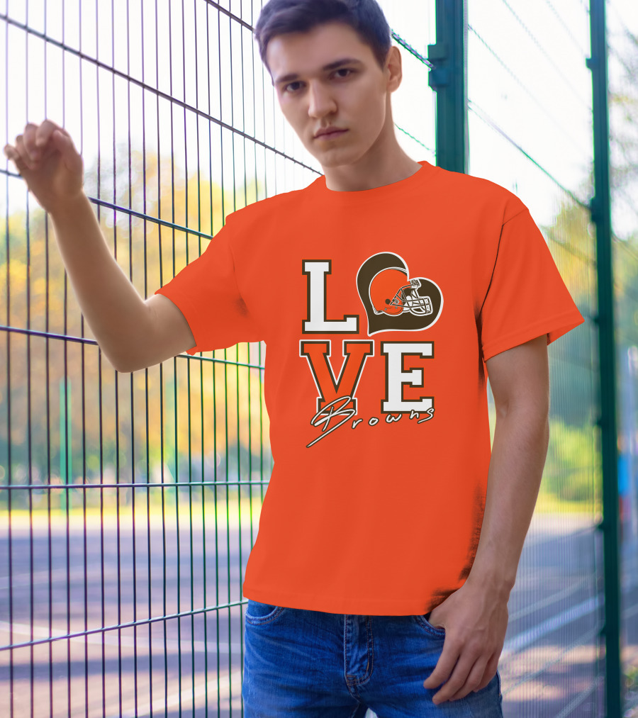 LOVE Browns Football Helmet Heart T-Shirt
