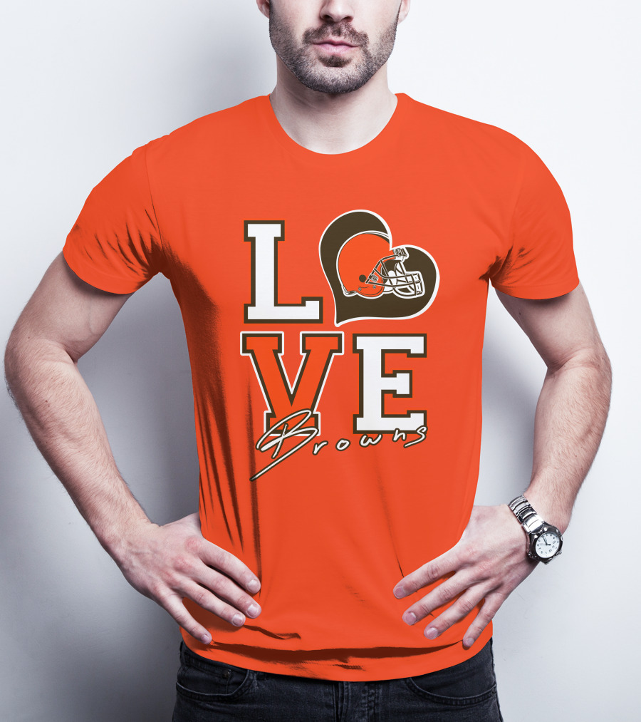 LOVE Browns Football Helmet Heart T-Shirt
