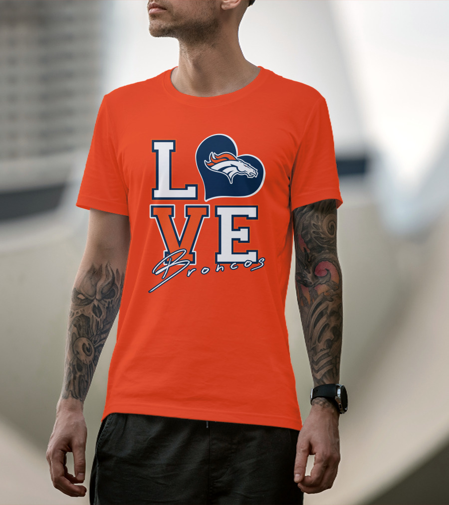 Love Broncos Denver Broncos Heart T-Shirt