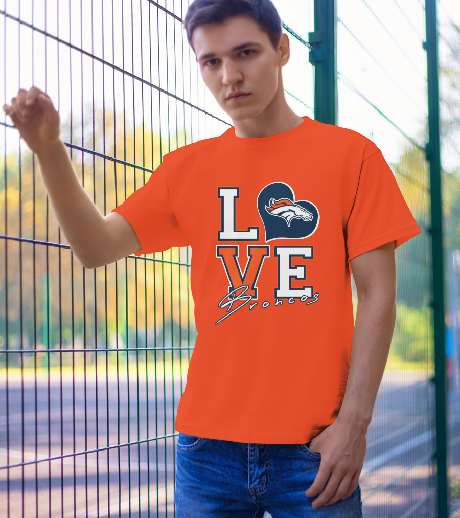 Love Broncos Denver Broncos Heart T-Shirt