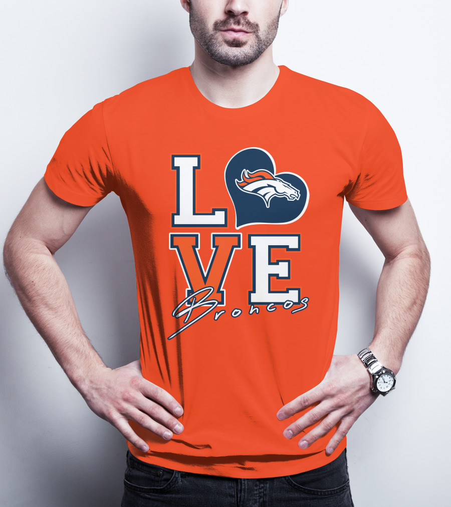 Love Broncos Denver Broncos Heart T-Shirt