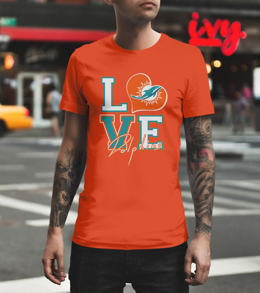 LOVE Dolphins Miami Heart T-Shirt