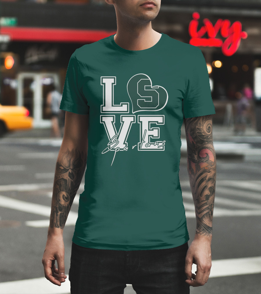 Love Spartans Michigan State Heart T-Shirt