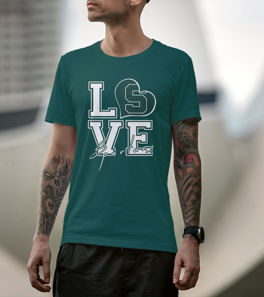 Love Spartans Michigan State Heart T-Shirt