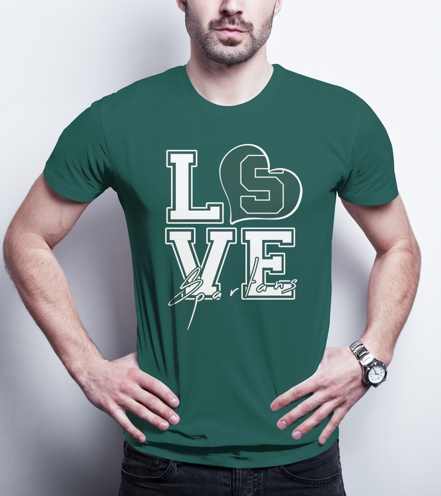 Love Spartans Michigan State Heart T-Shirt
