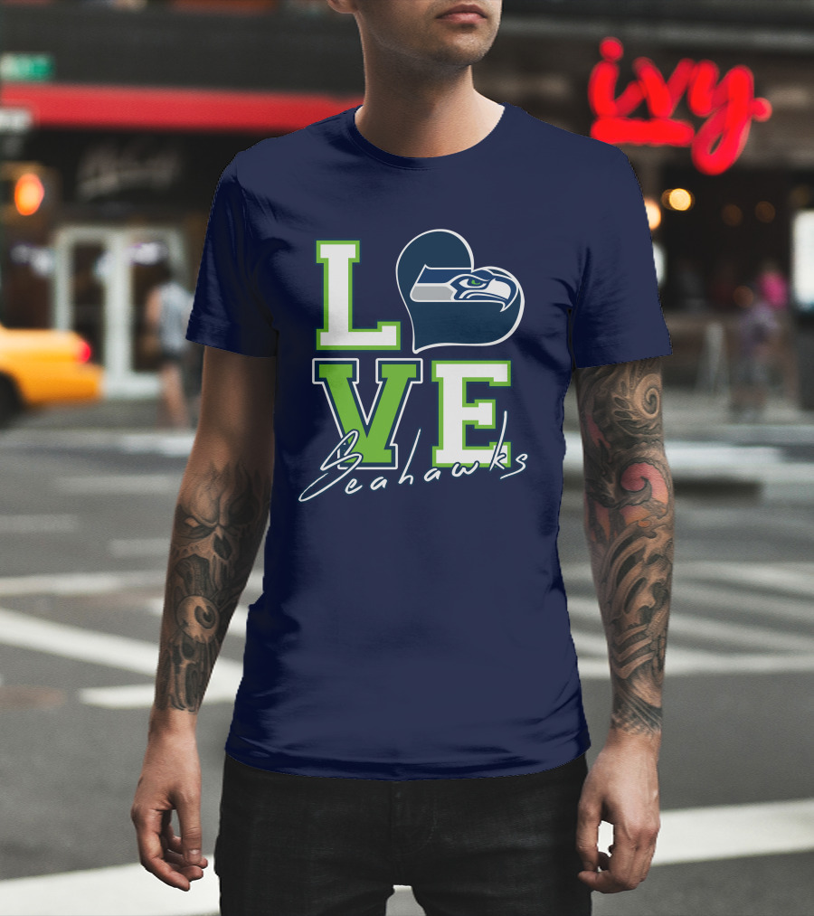 LOVE Seattle Seahawks Heart T-Shirt