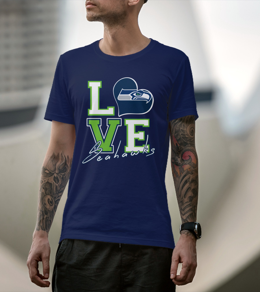 LOVE Seattle Seahawks Heart T-Shirt