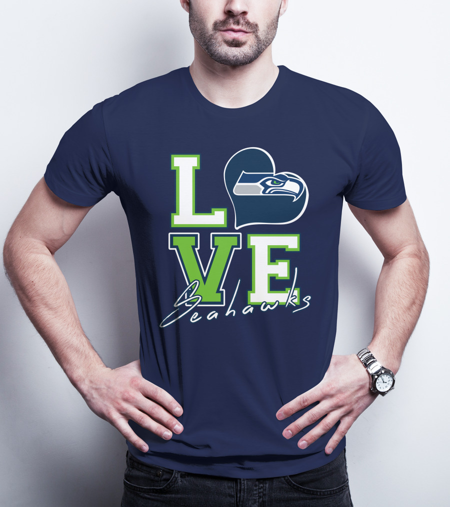 LOVE Seattle Seahawks Heart T-Shirt