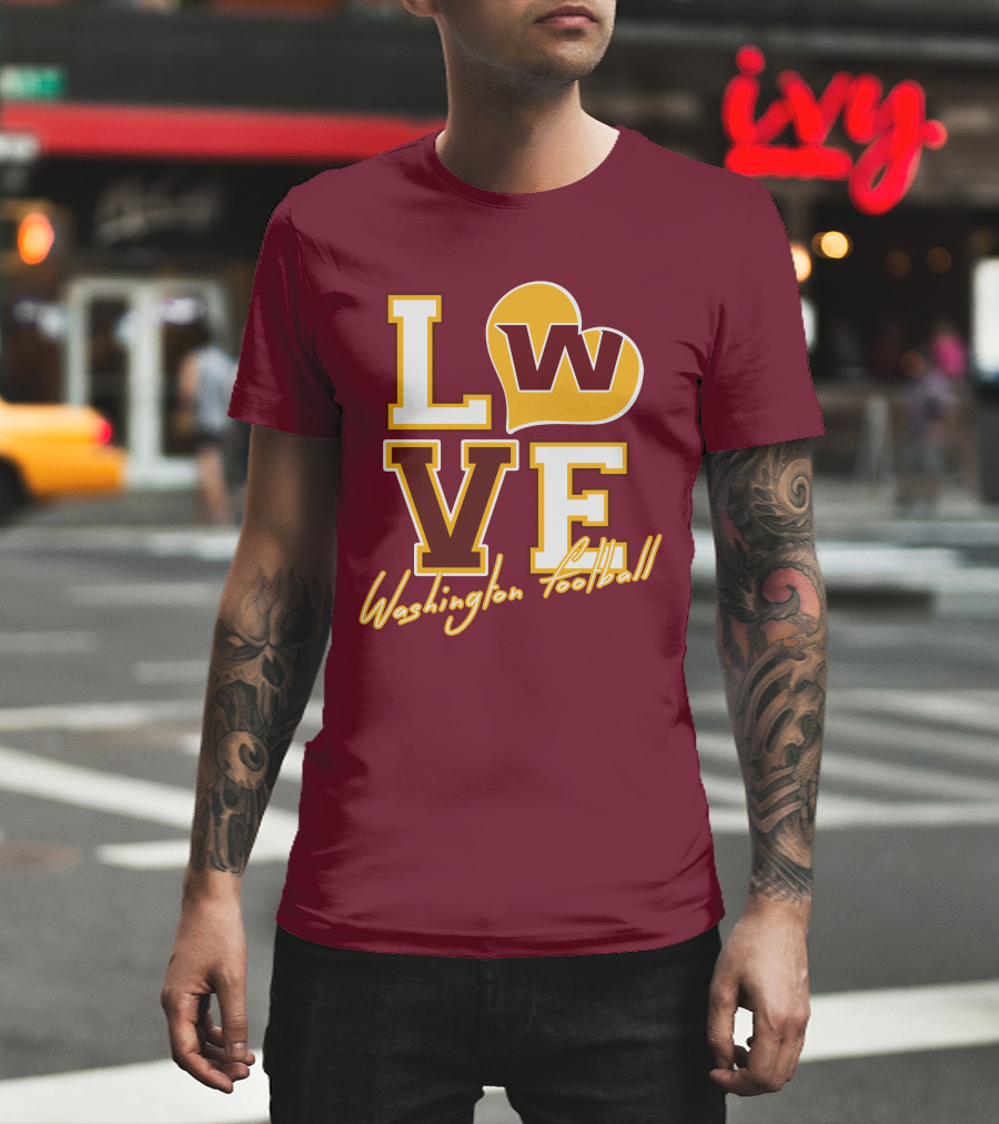 Washington Football Love W Heart T-Shirt