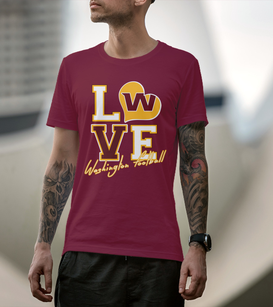 Washington Football Love W Heart T-Shirt