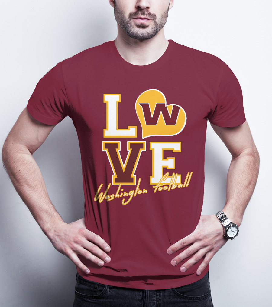 Washington Football Love W Heart T-Shirt