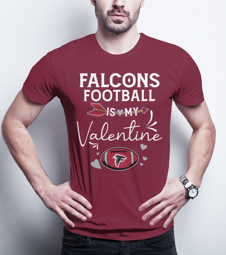 Falcons Football Is My Valentine With Arrow And Hearts Football T-Shirt