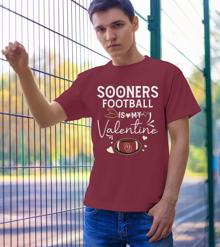Sooners Football Is My Valentine OU Football Red Arrow And Hearts T-Shirt