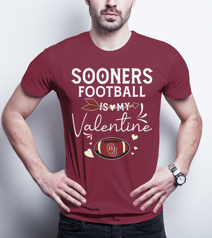 Sooners Football Is My Valentine OU Football Red Arrow And Hearts T-Shirt