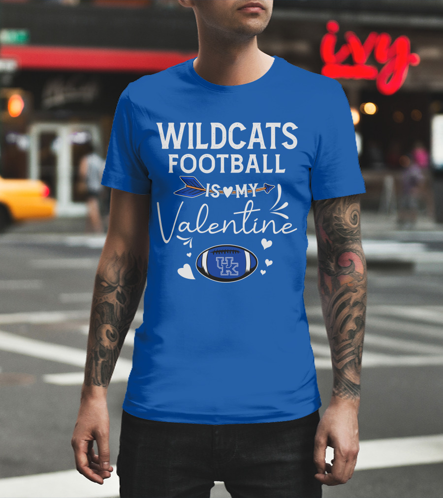 Wildcats Football Is My Valentine UK Football Heart Arrow T-Shirt