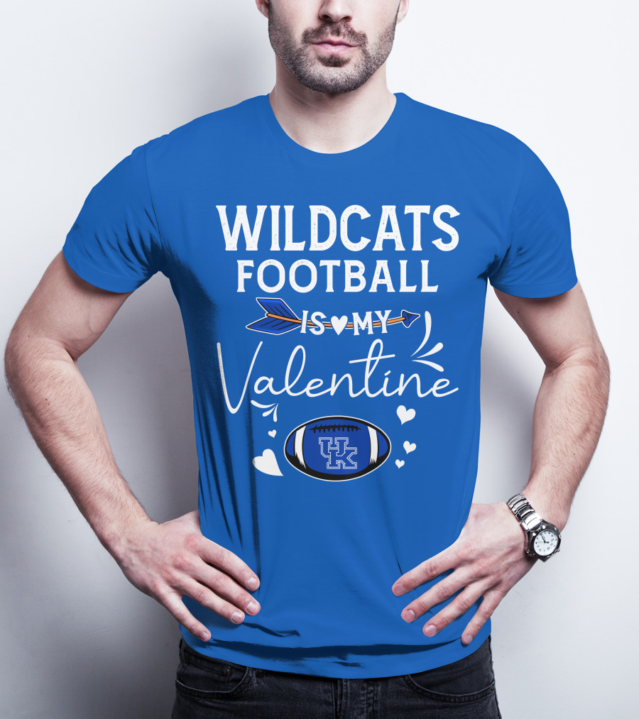 Wildcats Football Is My Valentine UK Football Heart Arrow T-Shirt