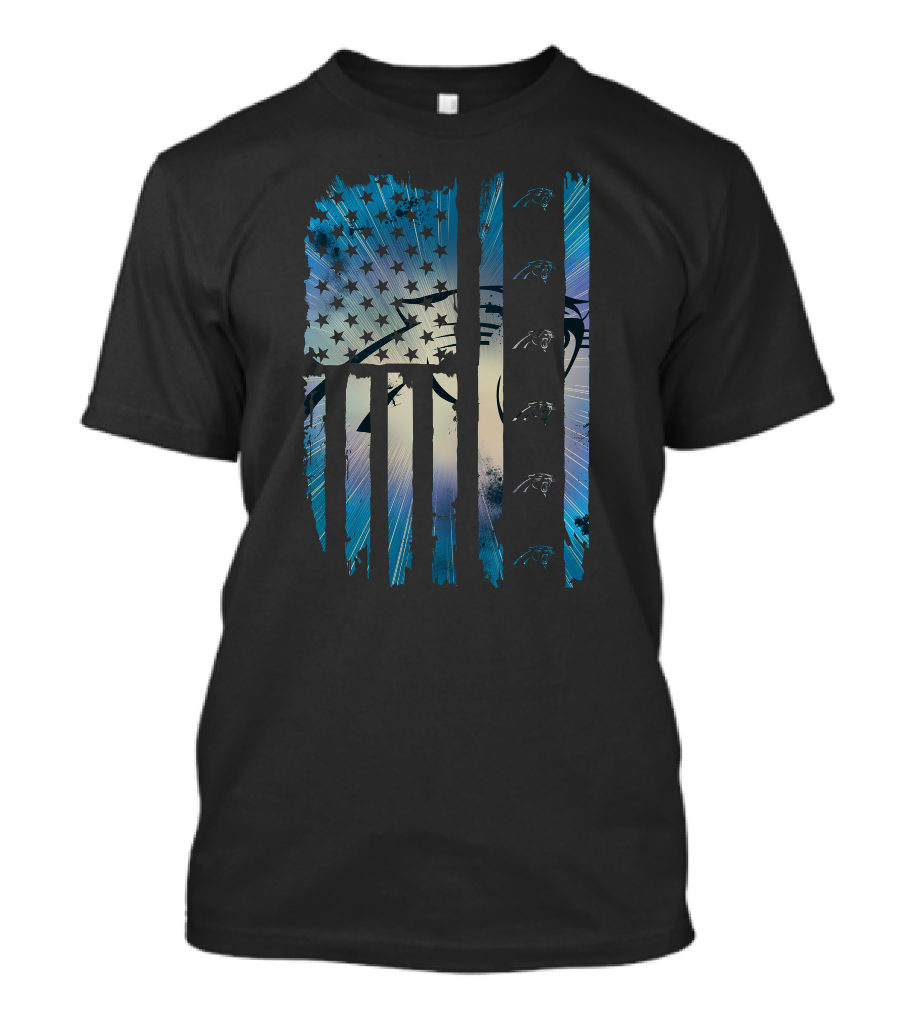 Carolina Panthers American Flag Distressed Stripes T-Shirt
