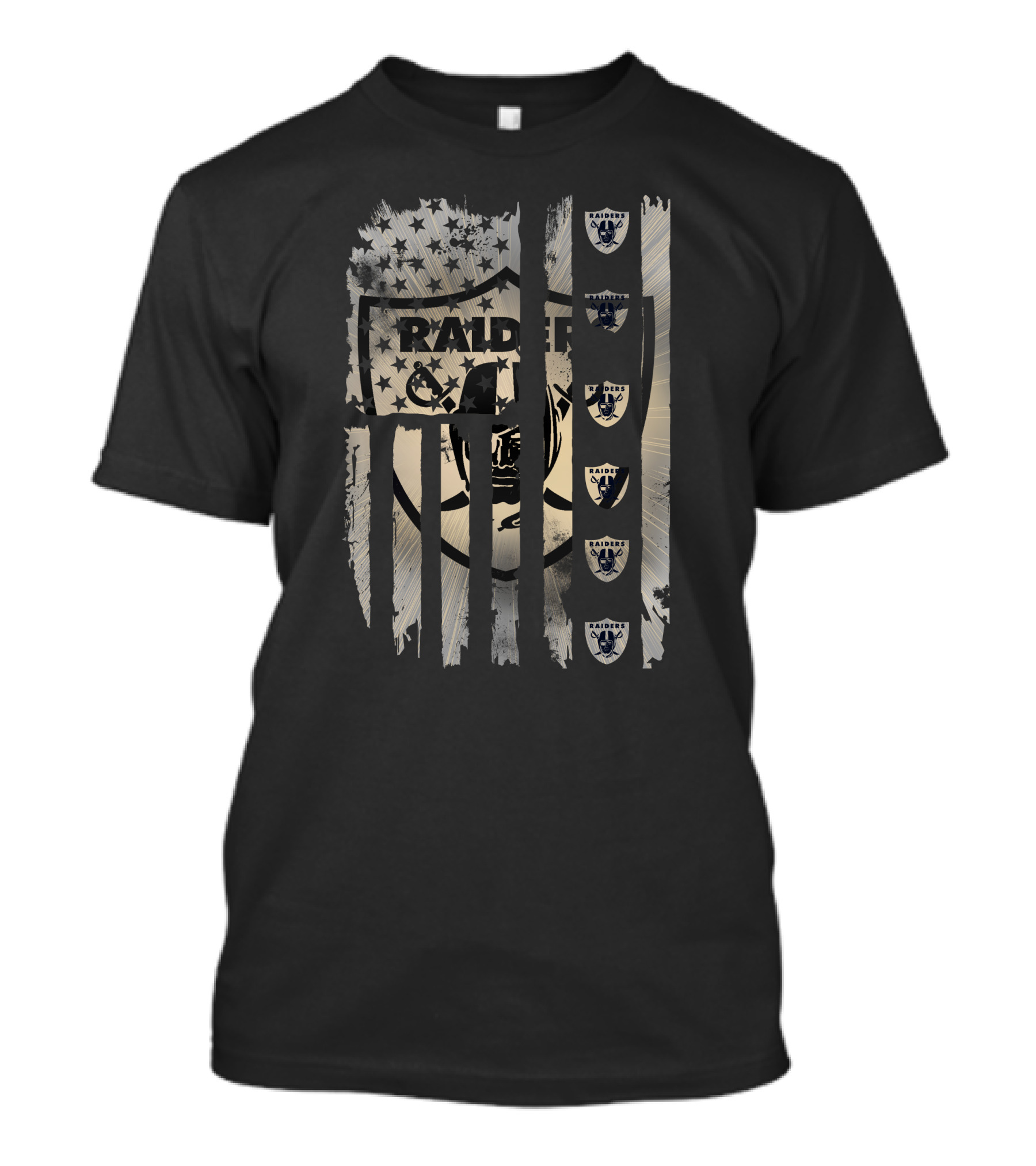 Las Vegas Raiders American Flag Raiders Shield T-Shirt