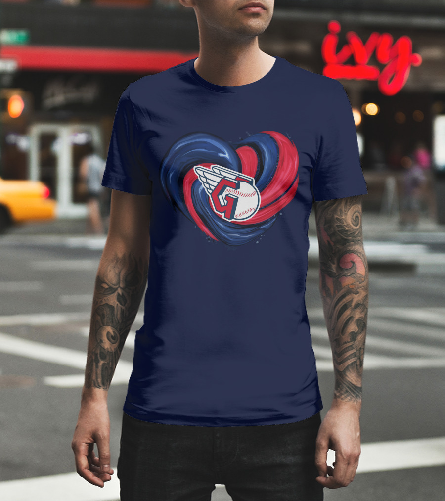 Cleveland Guardians Heart Tornado Baseball T-Shirt