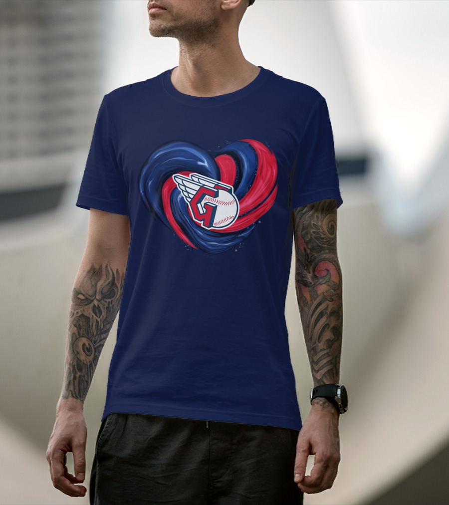 Cleveland Guardians Heart Tornado Baseball T-Shirt