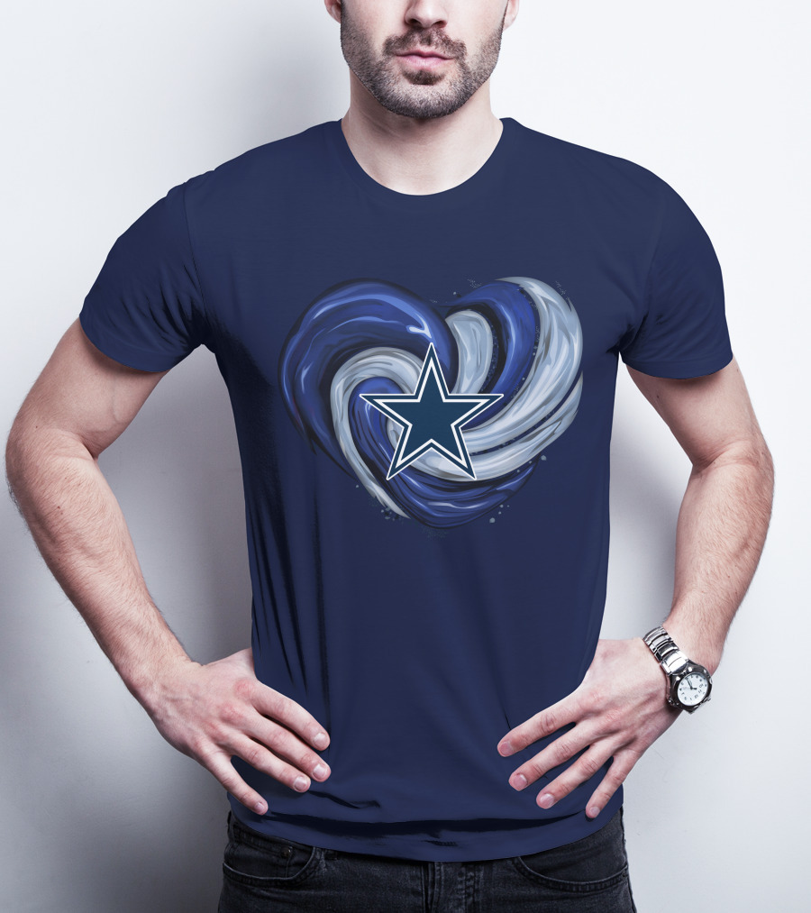 Dallas Cowboys Heart Swirl With Star T-Shirt