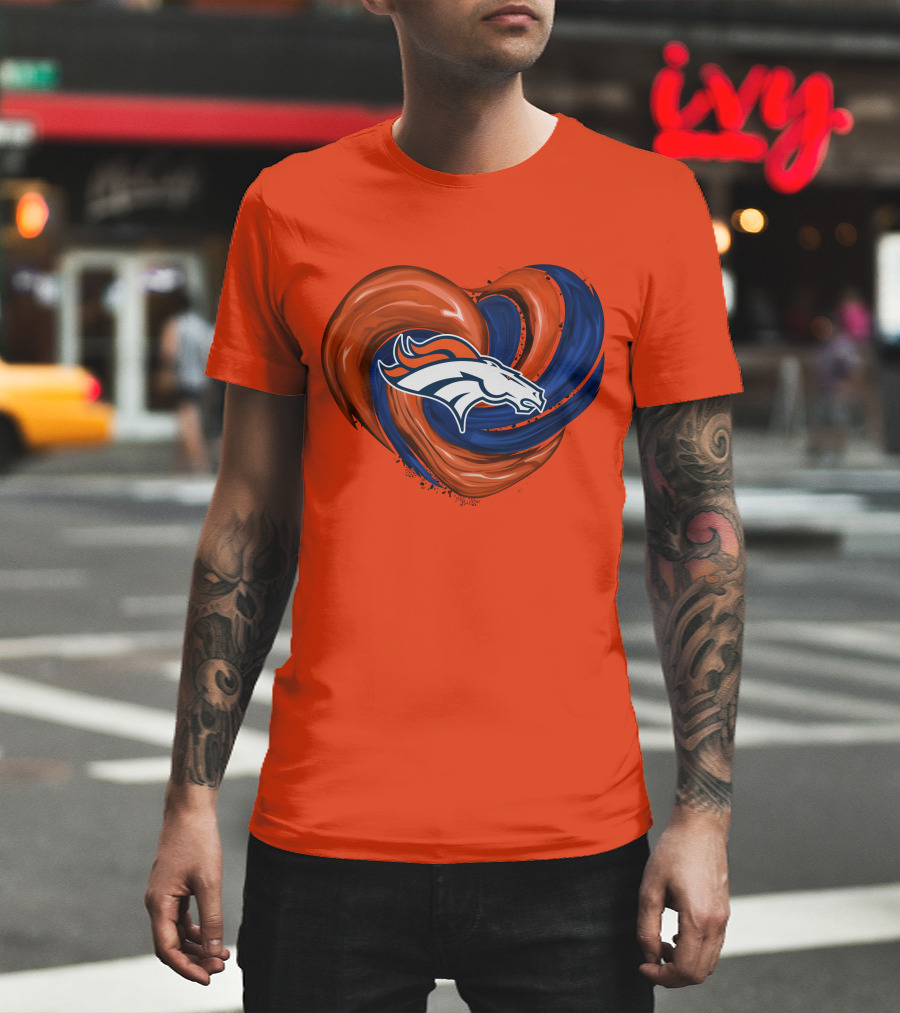 Denver Broncos Heart Logo Swirl T-Shirt